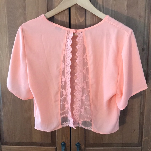 Tobi | Tops | Peach Colored Open Back Crop Top | Poshmark